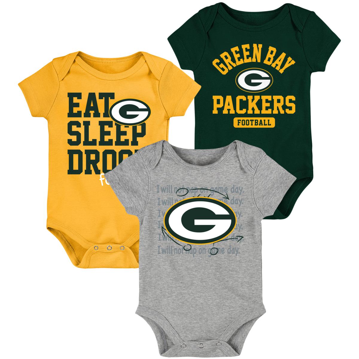 Officially Licensed NFL Newborn & Infant Bodysuit 3pcs., Packers | HSN