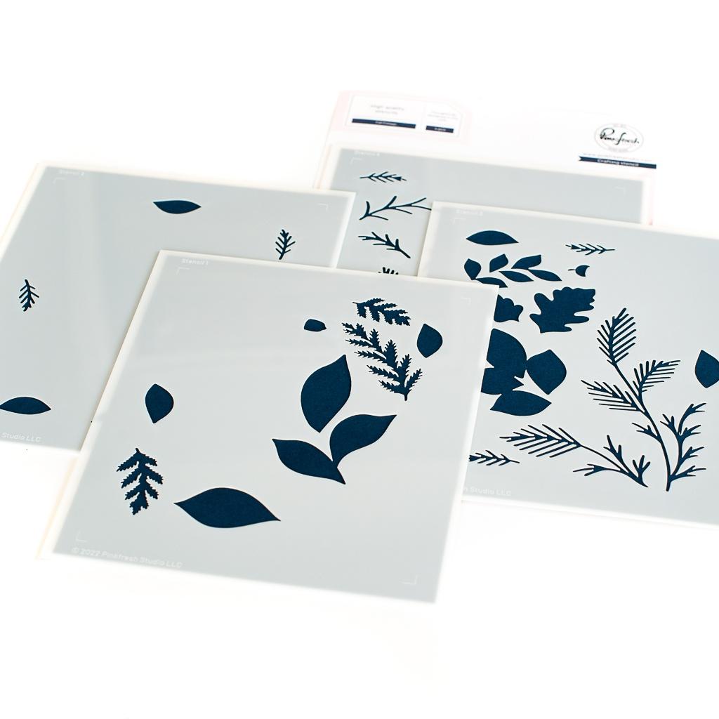 Pinkfresh Studio Stencils 4.25"x5.25" 4-pk - Fall Foliage Layering ...