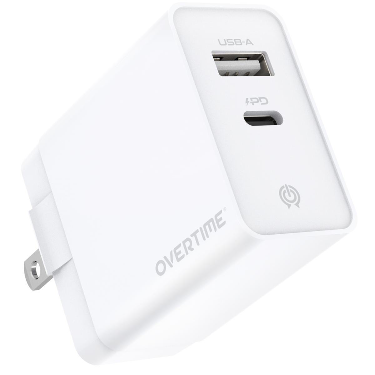 Overtime Fast Charge 20W/18W Dual Port Phone Charger Wall Adapter ...