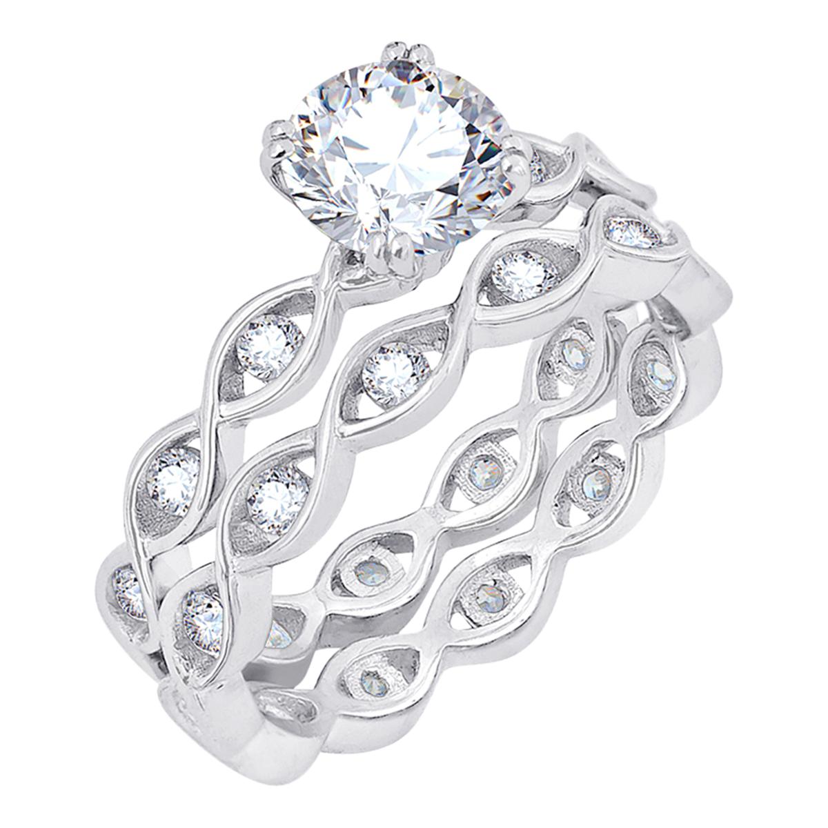 Radiance by Absolute™ 3.72ctw Wavy-Shank Solitaire Ring 2-piece Set ...