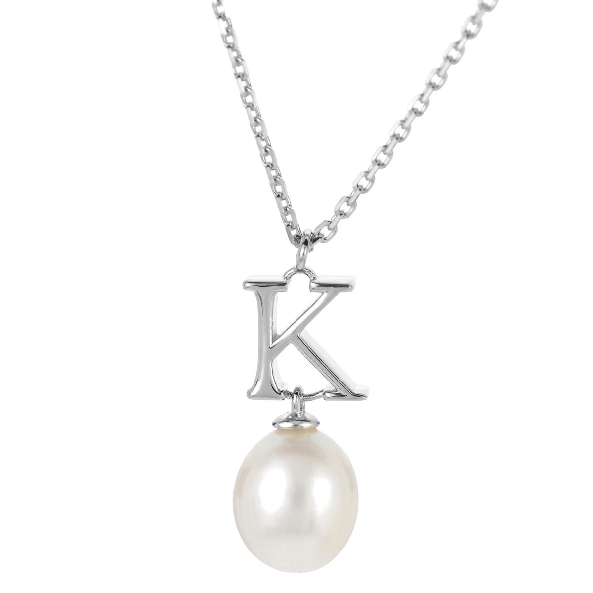 Sterling Silver Cultured Freshwater Pearl "K" Initial 16" Necklace | HSN