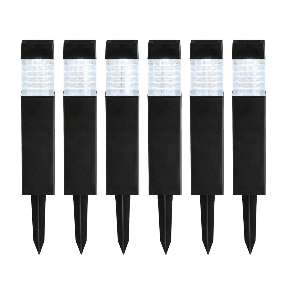 15.25"H Set of 6 Solar Powered Transparent Lens Pathway Stake Light ...