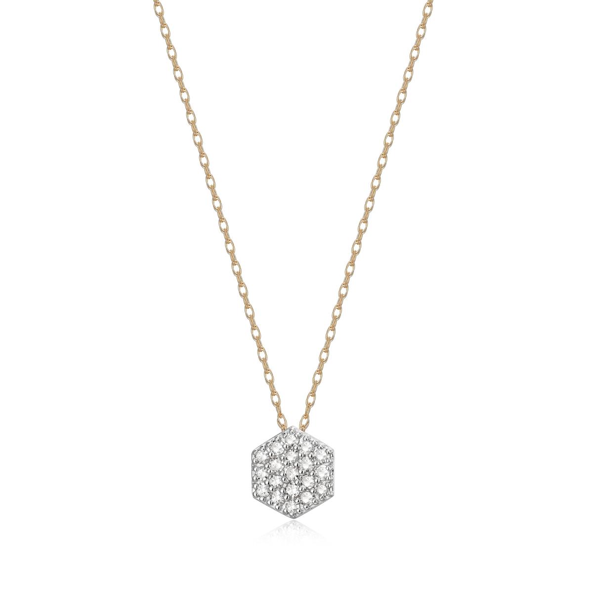 14K Yellow Gold 0.19ctw Diamond Hexagon Pendant with 18" Chain | HSN