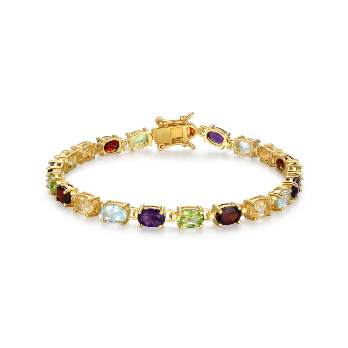 18K Gold-Plated Rainbow Multigemstone Oval Tennis Bracelet - 23319761 | HSN