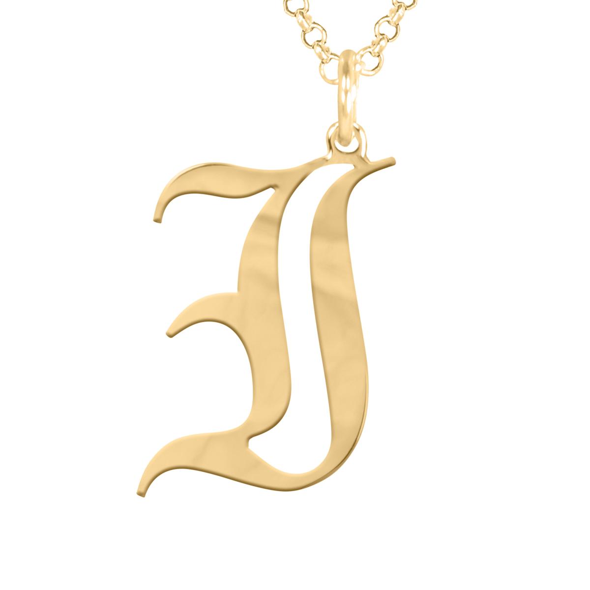 10K Gold Old English Initial Necklace - 23386721 | HSN
