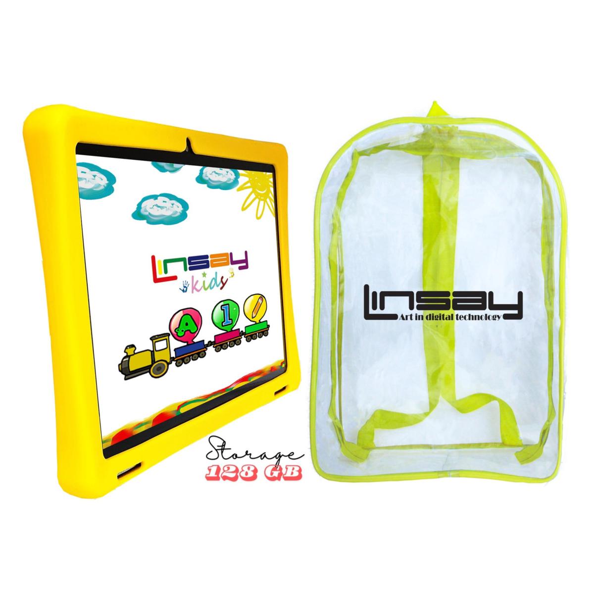 LINSAY 10.1" Octa Core 128GB Tablet Bundle - Kids Case and Backpack | HSN