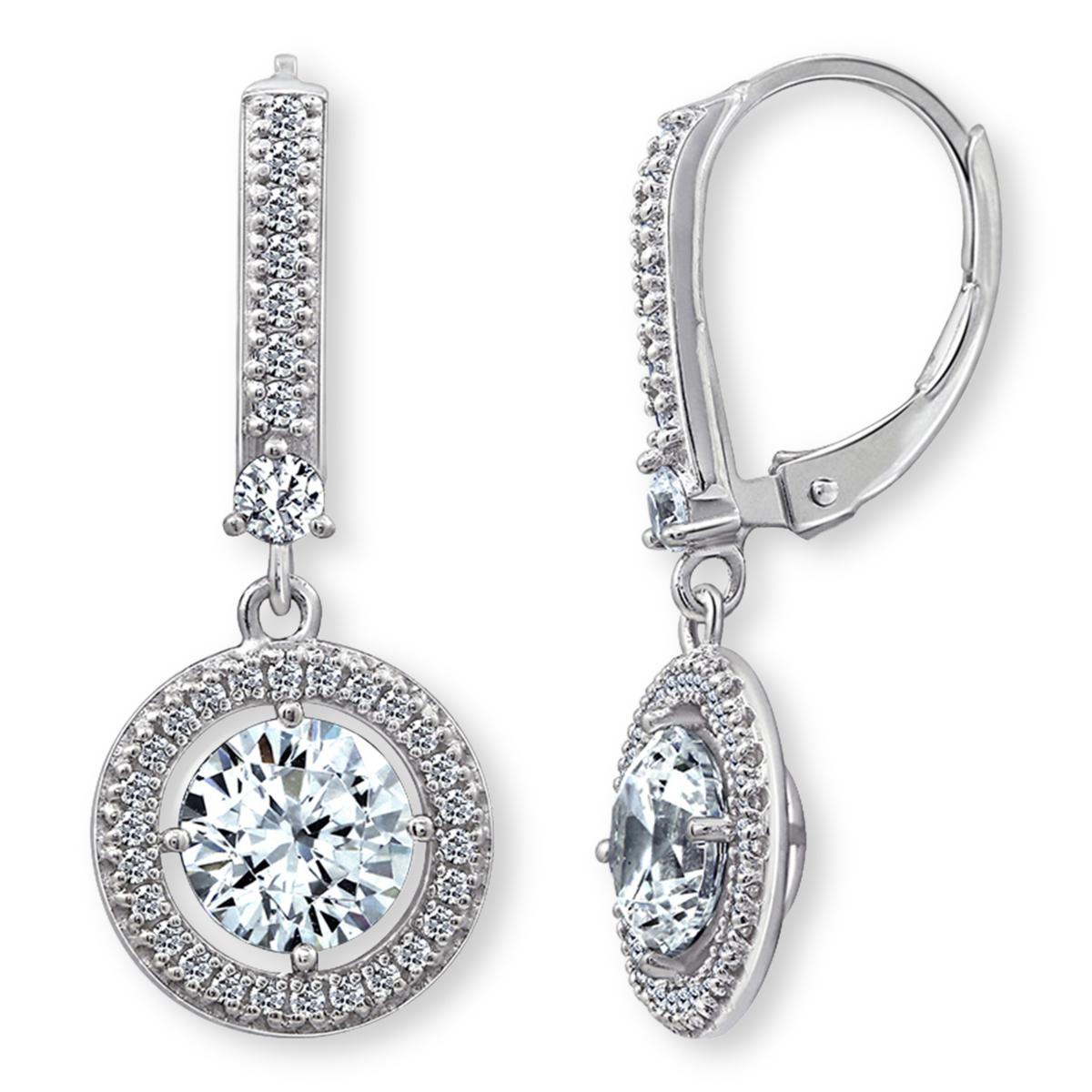 Radiance by Absolute™ Platinum-Plated Pavé Round Dangle Earrings | HSN