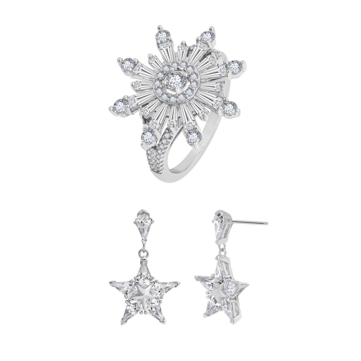 Radiance by Absolute™ Star Earrings and Snowflake Ring Jewelry Set | HSN