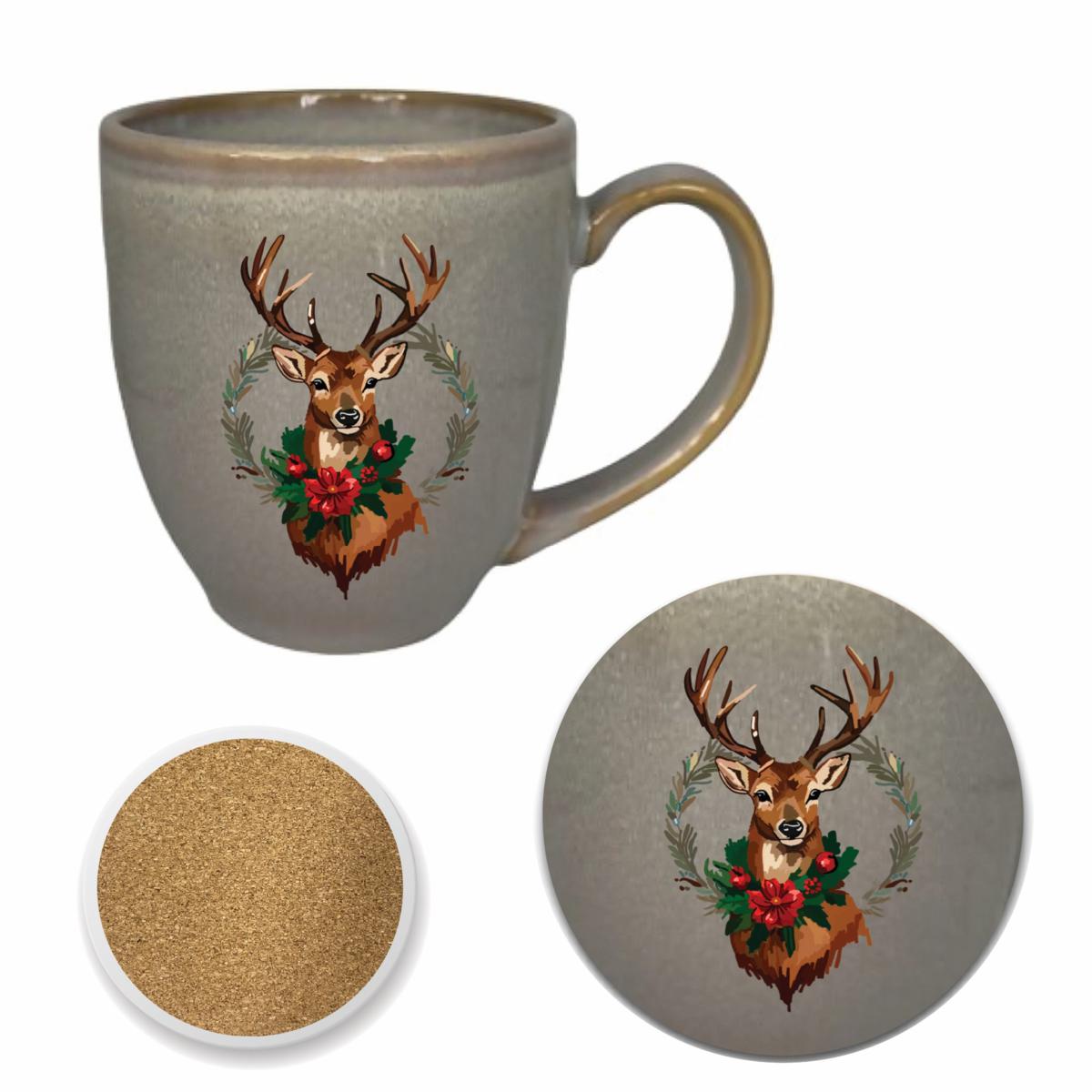 Courtside Market Holiday Buck 16oz Hairloom Mug & Coaster Set ...