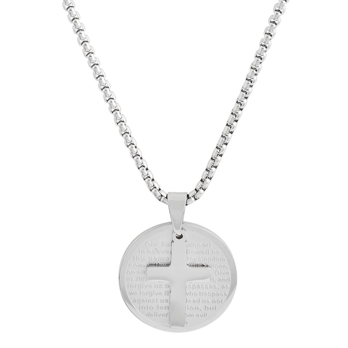 English Prayer Disc Cross Pendant Necklace | HSN