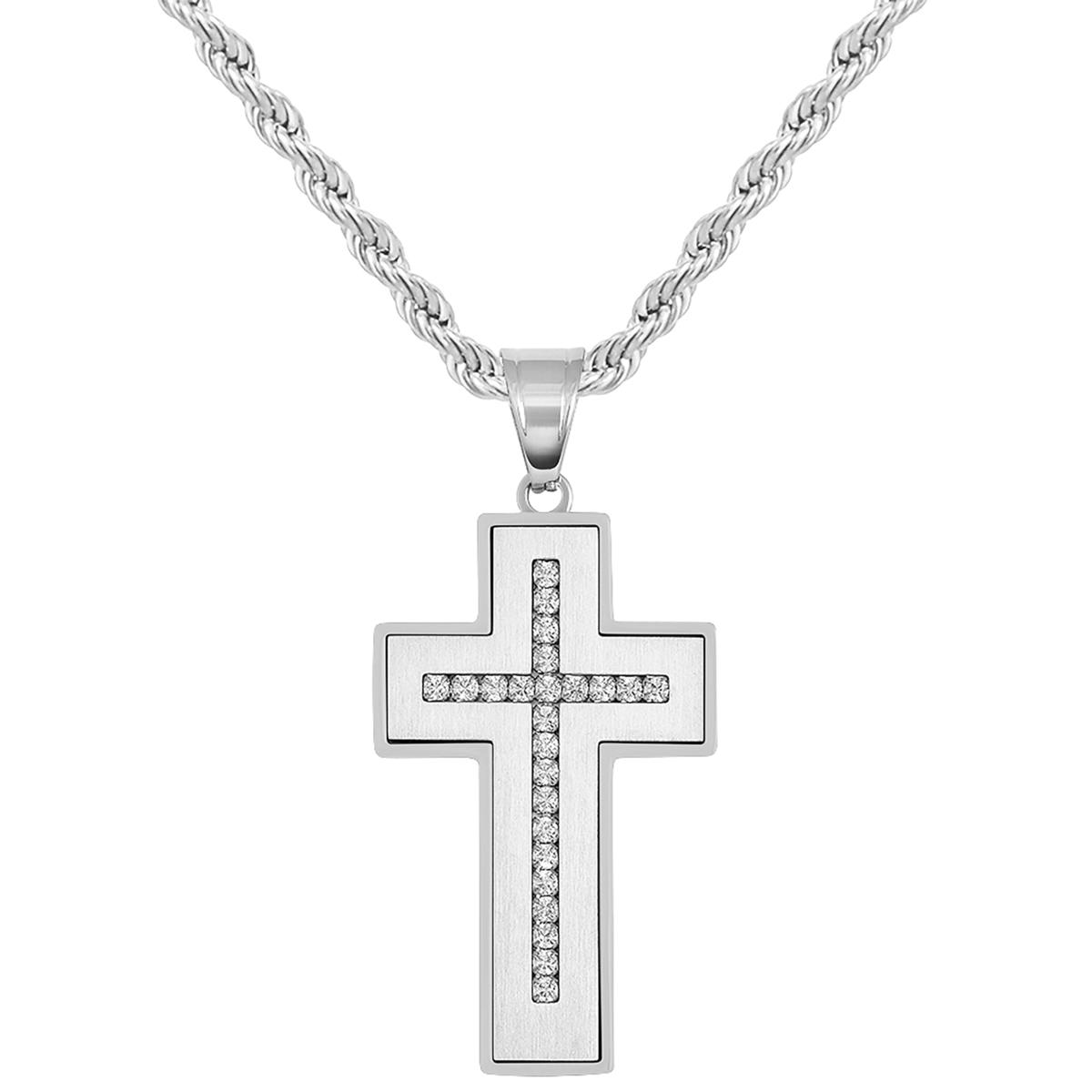 Double Cross CZ Pendant Necklace | HSN