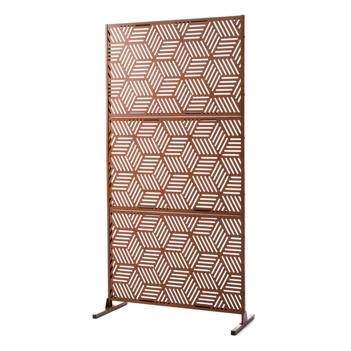 Glitzhome Galvanized Steel Geometric Privacy Screen with Riser Feet | HSN