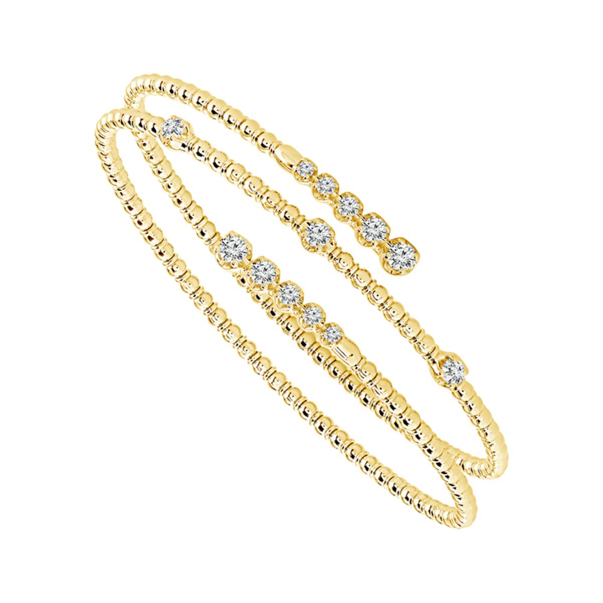 14K Yellow Gold 3/4ctw Diamond Flexible Wrap Bangle Bracelet | HSN