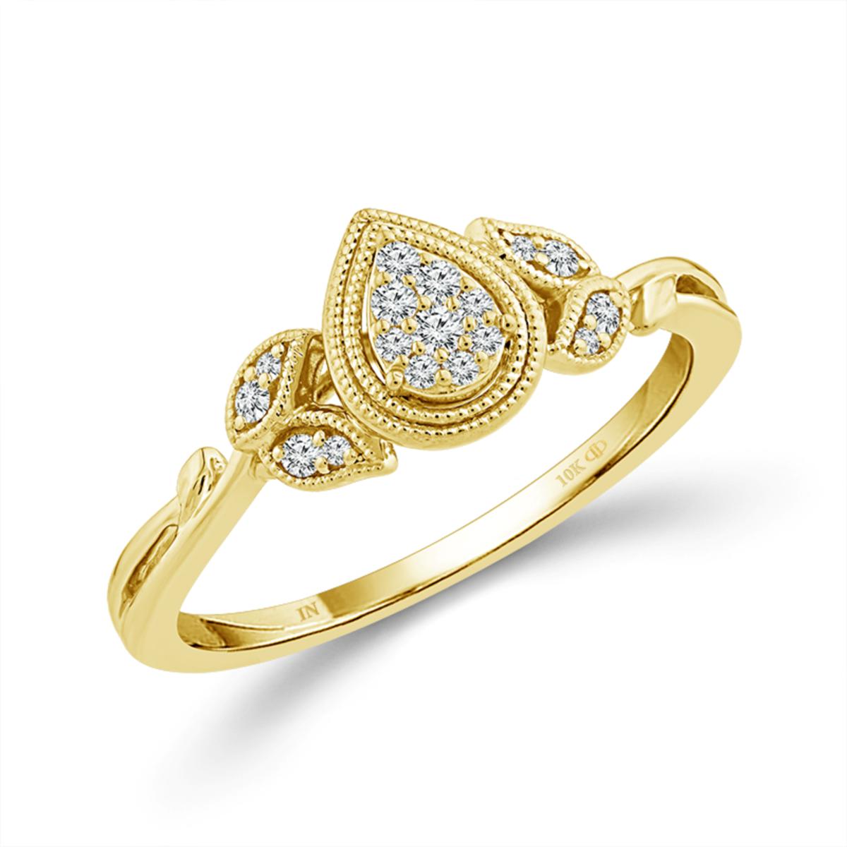 10K Yellow Gold 1/10ctw Diamond Pear and Marquise Design Ring | HSN