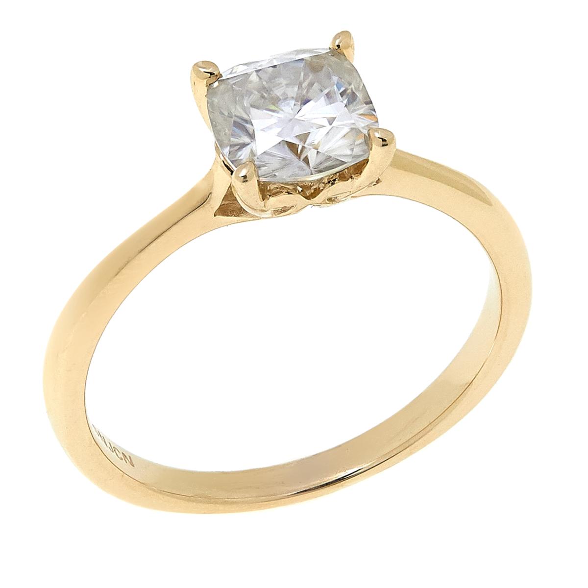 10K Gold 1.50ct Cushion-Cut Moissanite Solitaire Ring - 8687062 | HSN