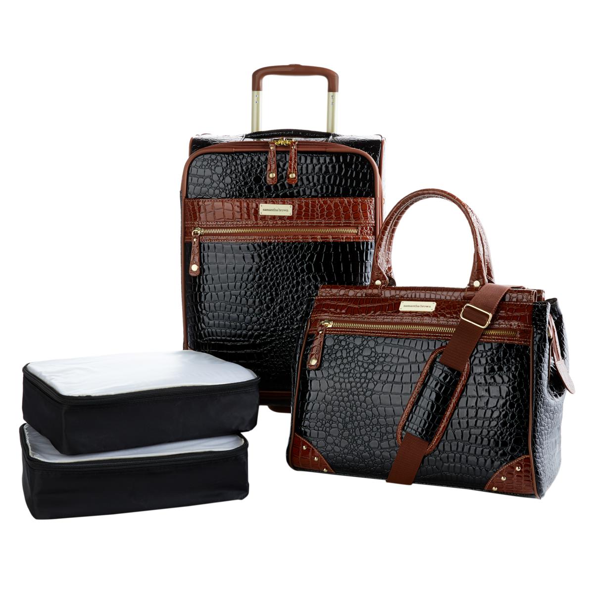(HSN) Samantha Brown Croco Embossed Luggage 4-piece Set – TVShoppingQueens
