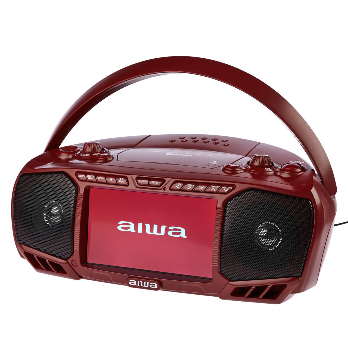 Aiwa 7" LCD Streaming, DVD, CD, FM Radio & Bluetooth Portable Boombox ...