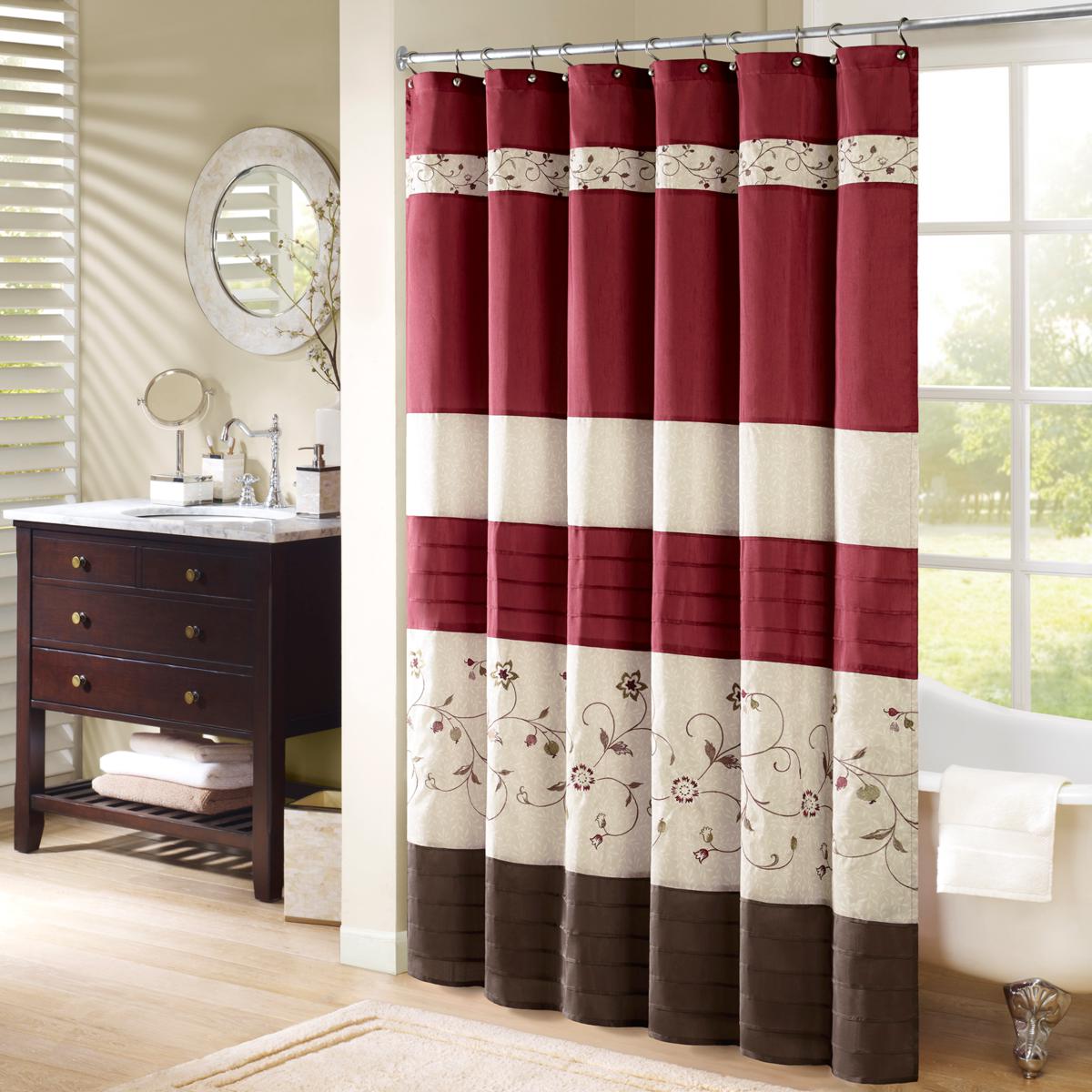 Madison Park Serene Polyester Shower Curtain - Red | HSN