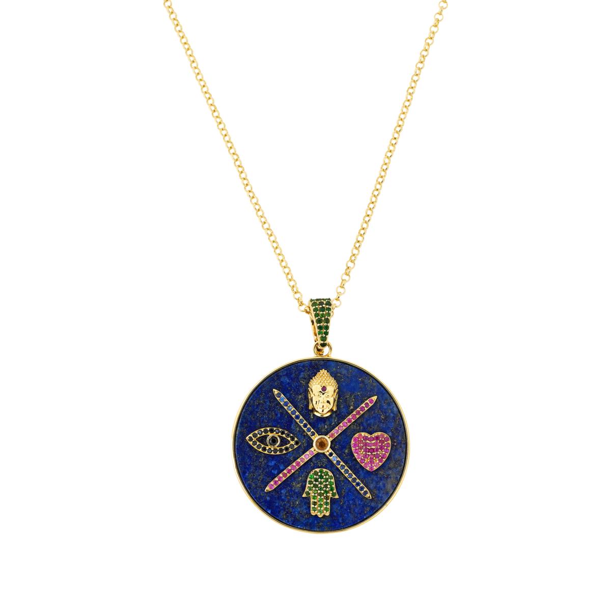 Rarities Gold-Plated Multigemstone Symbol Pendant with Chain | HSN