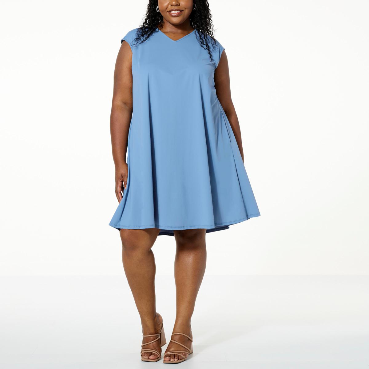 MarlaWynne Stretch Tech Pleat Back Midi Dress - 20823516 | HSN