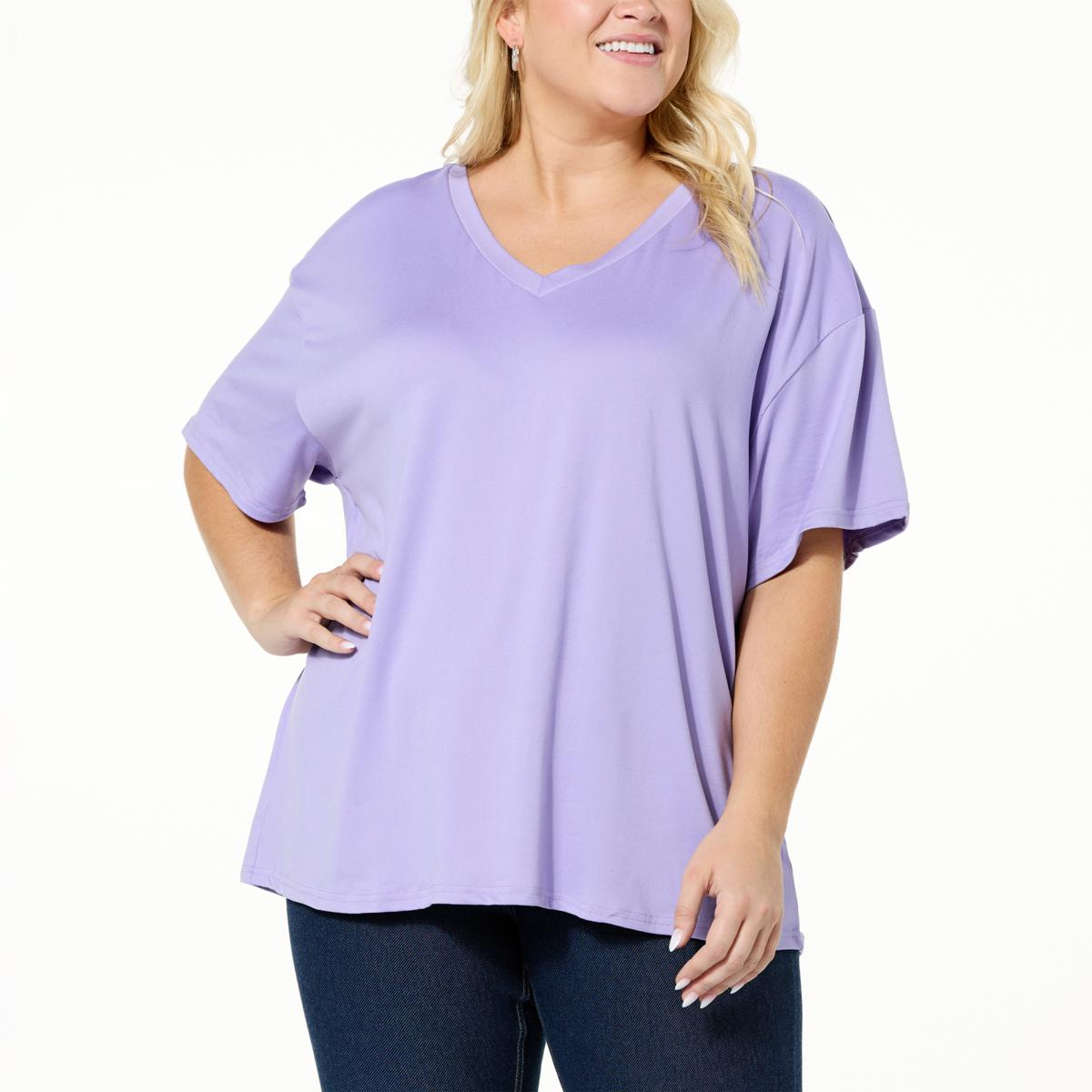 HUE Oversized V-Neck Boyfriend Tee | HSN