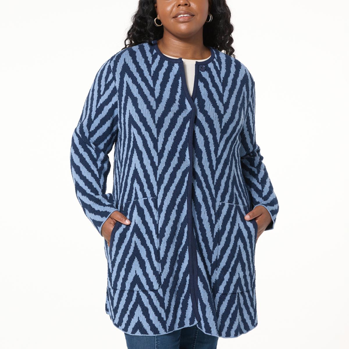 WynneCollection Cotton Slub Herringbone Sweater Knit Topper | HSN