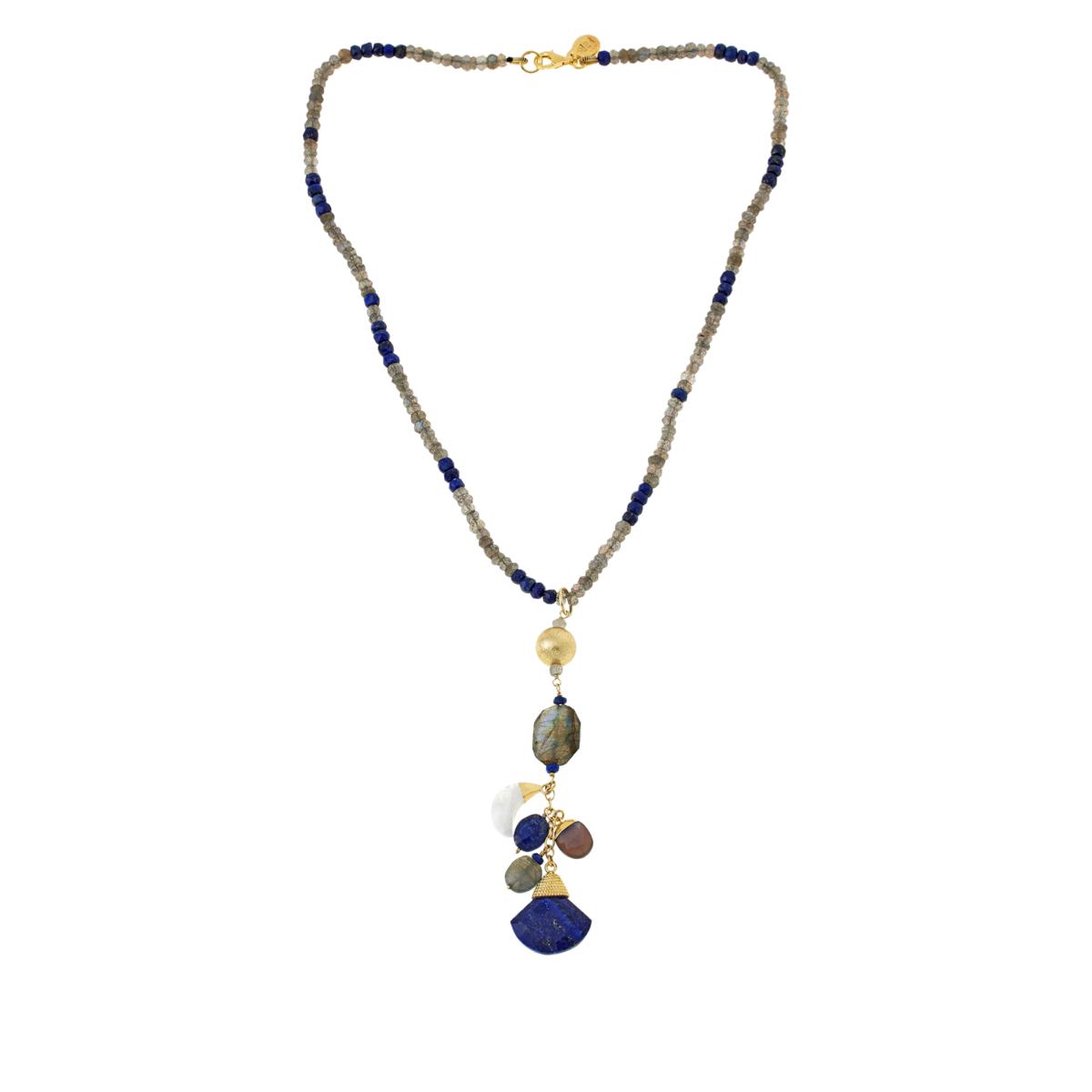 Rarities Labradorite, Moonstone and Lapis Gold-Plated Necklace ... Rarities Labradorite, Moonstone and Lapis Gold-Plated Necklace ...