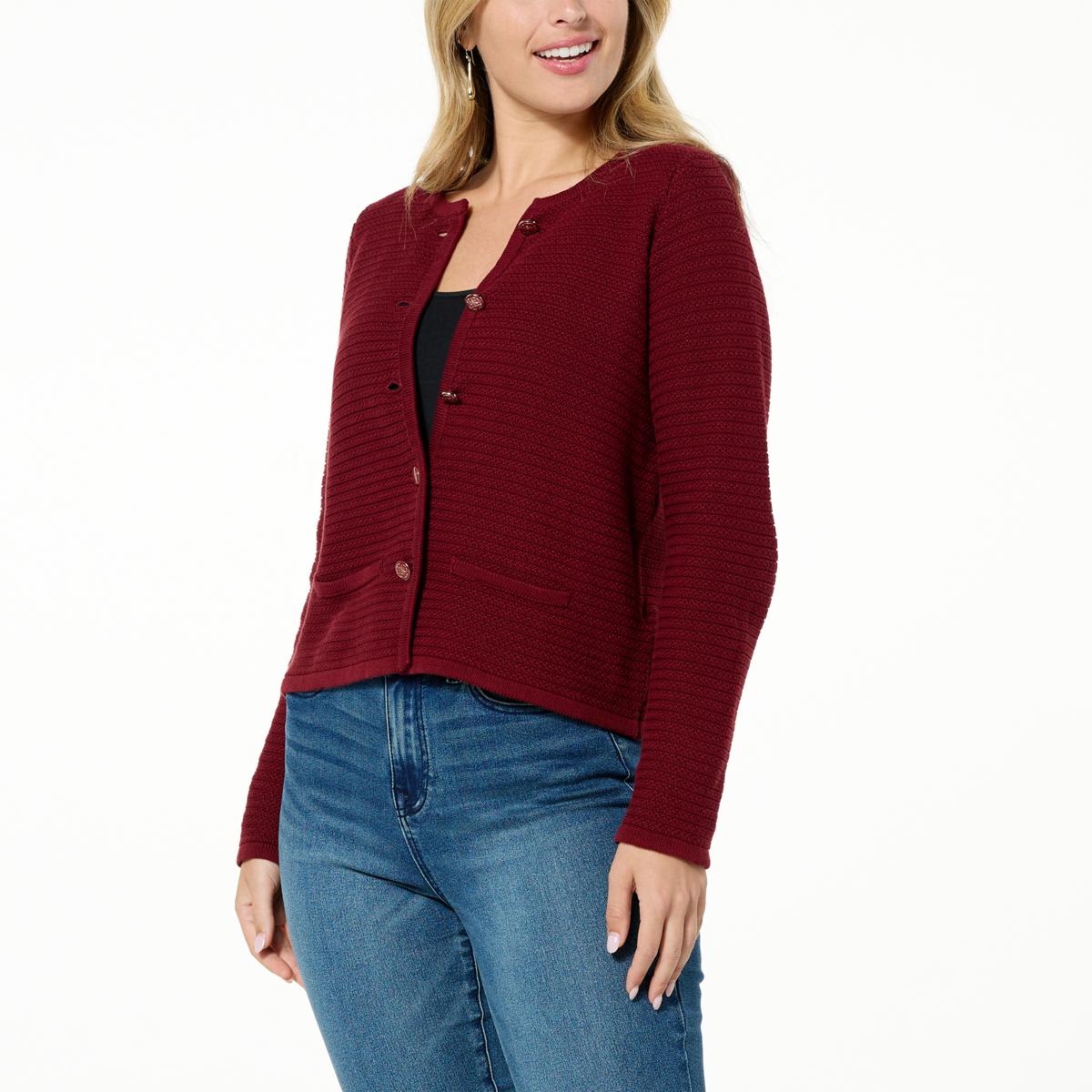 DG2 Naturals Organic Cotton Ottoman Stitch Knit Cardigan - 20911696 | HSN