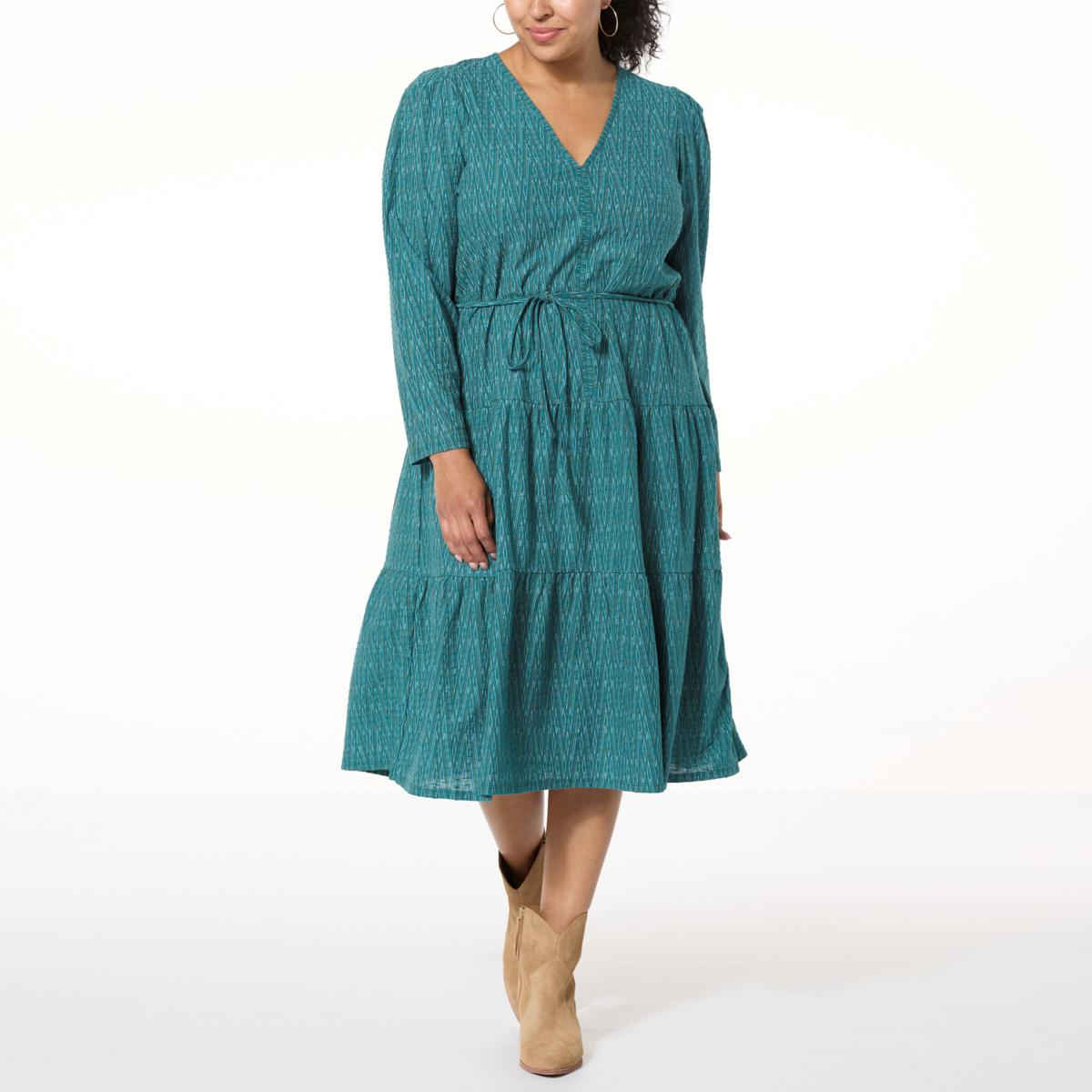 La Joie V-Neck Tiered Mid-Length Dress | HSN