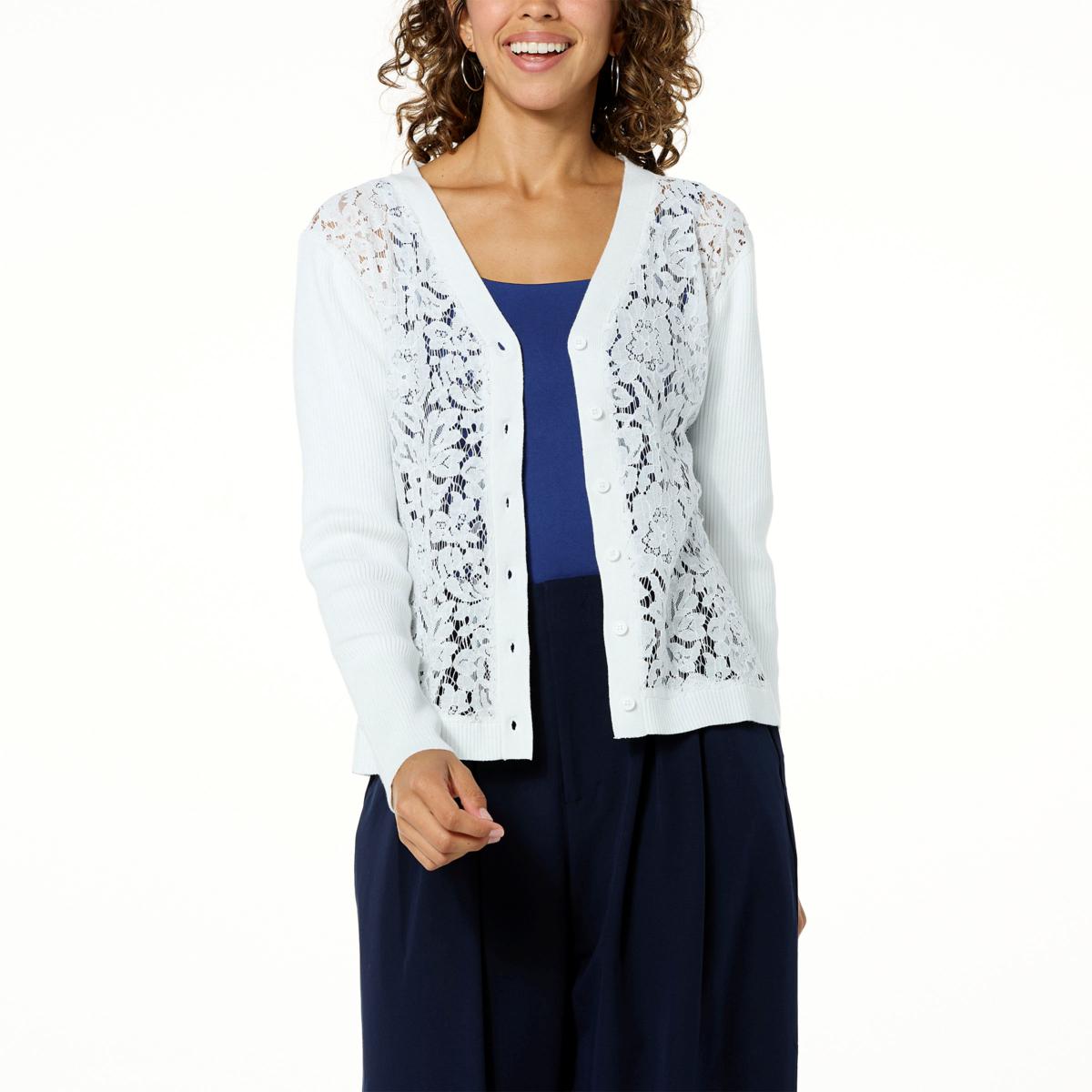 kathy ireland® Fashion 360 Lady Ann Lace Combo Cardigan - 20961667 | HSN
