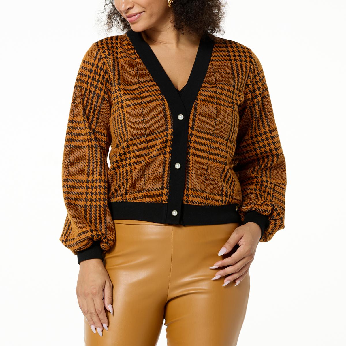 C Wonder by Christian Siriano Blouson Sleeve Button-Front Cardigan ...