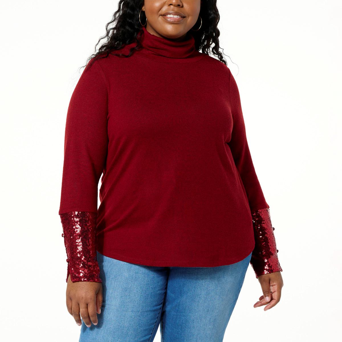 DG2 by Diane Gilman Brushed Knit Sequin Cuff Turtleneck Sweater | HSN