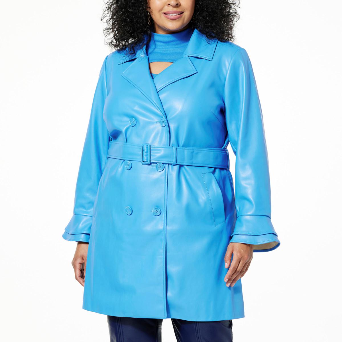 Colleen Lopez Faux Leather Coat with Ruffle Cuffs - 21611250 | HSN