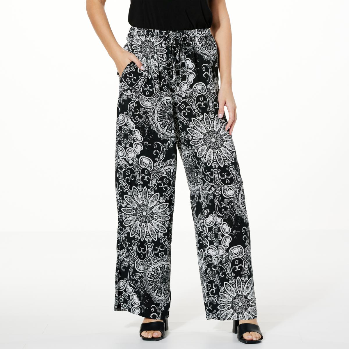 One World Printed Pull-On Tie Waist Pant - 21626286 | HSN