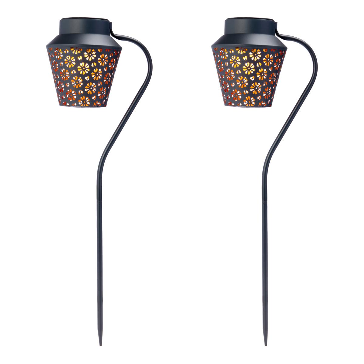 Improvements Solar Metal Lantern Stakes - Set of 2 | HSN