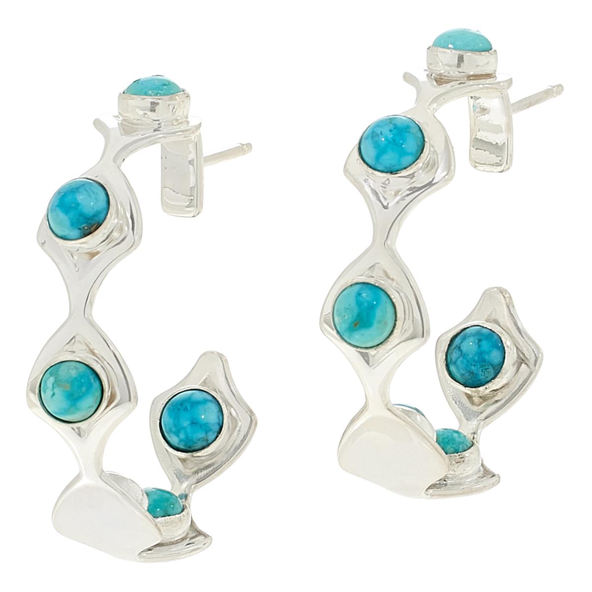 Jay King Kingman Turquoise Inside-Outside Hoop Earrings - 21887145 | HSN