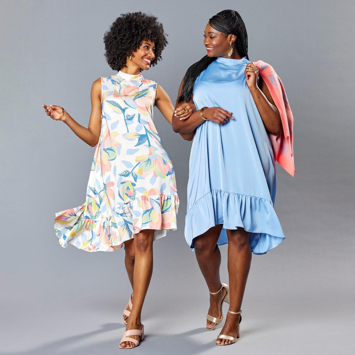 HFR x Undra Celeste Satin Mock-Neck Sleeveless Dress | HSN