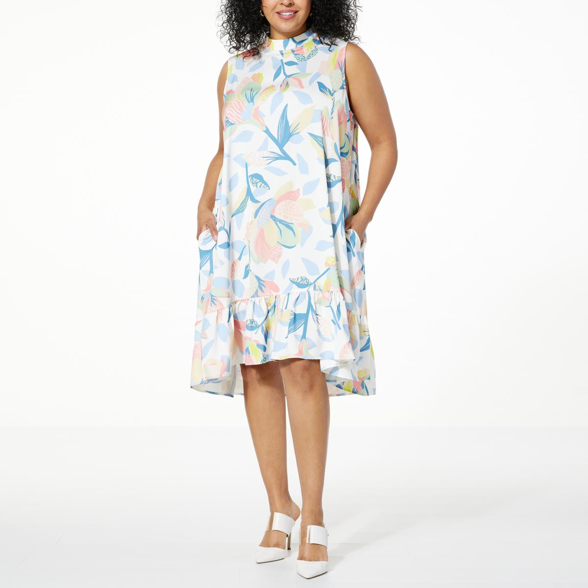 HFR x Undra Celeste Satin Mock-Neck Sleeveless Dress | HSN