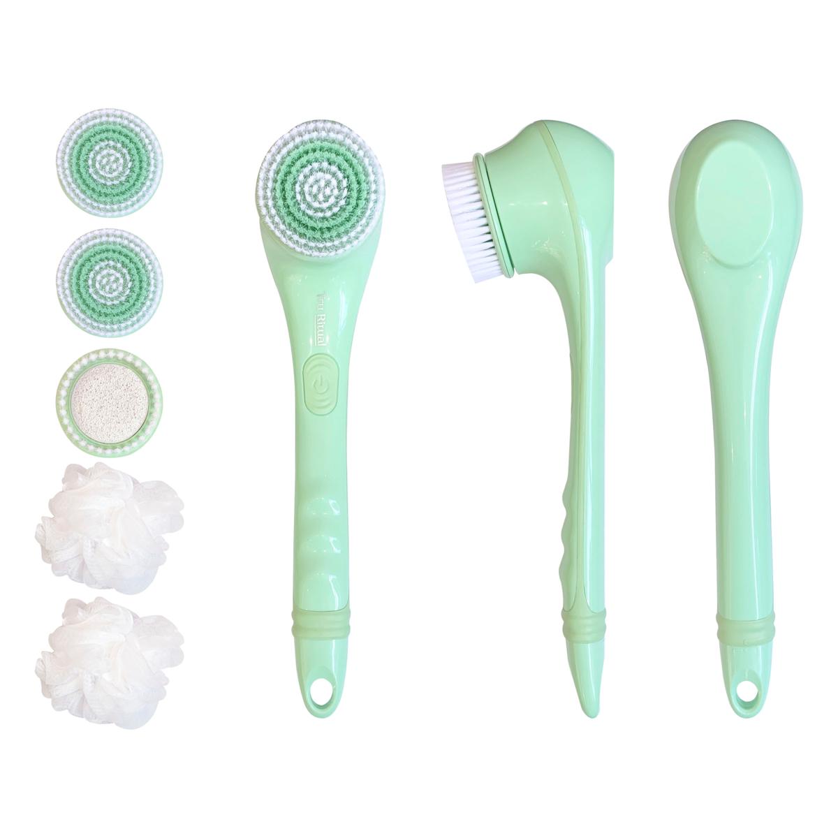 Tru Ritual Mint Cleansing & Exfoliating Body Brush w/Brush Heads AS ...