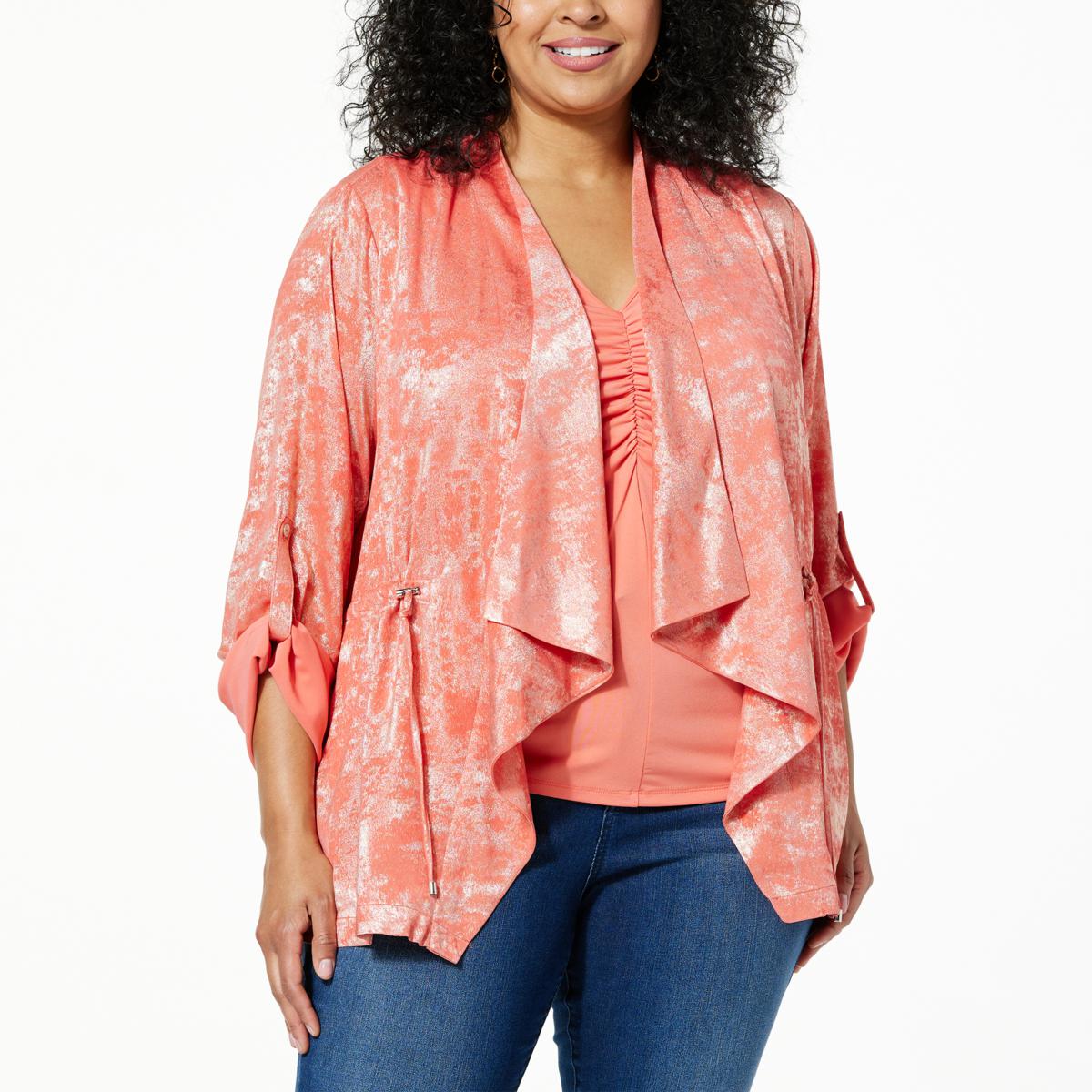 Colleen Lopez Woven Cascade Front Jacket | HSN