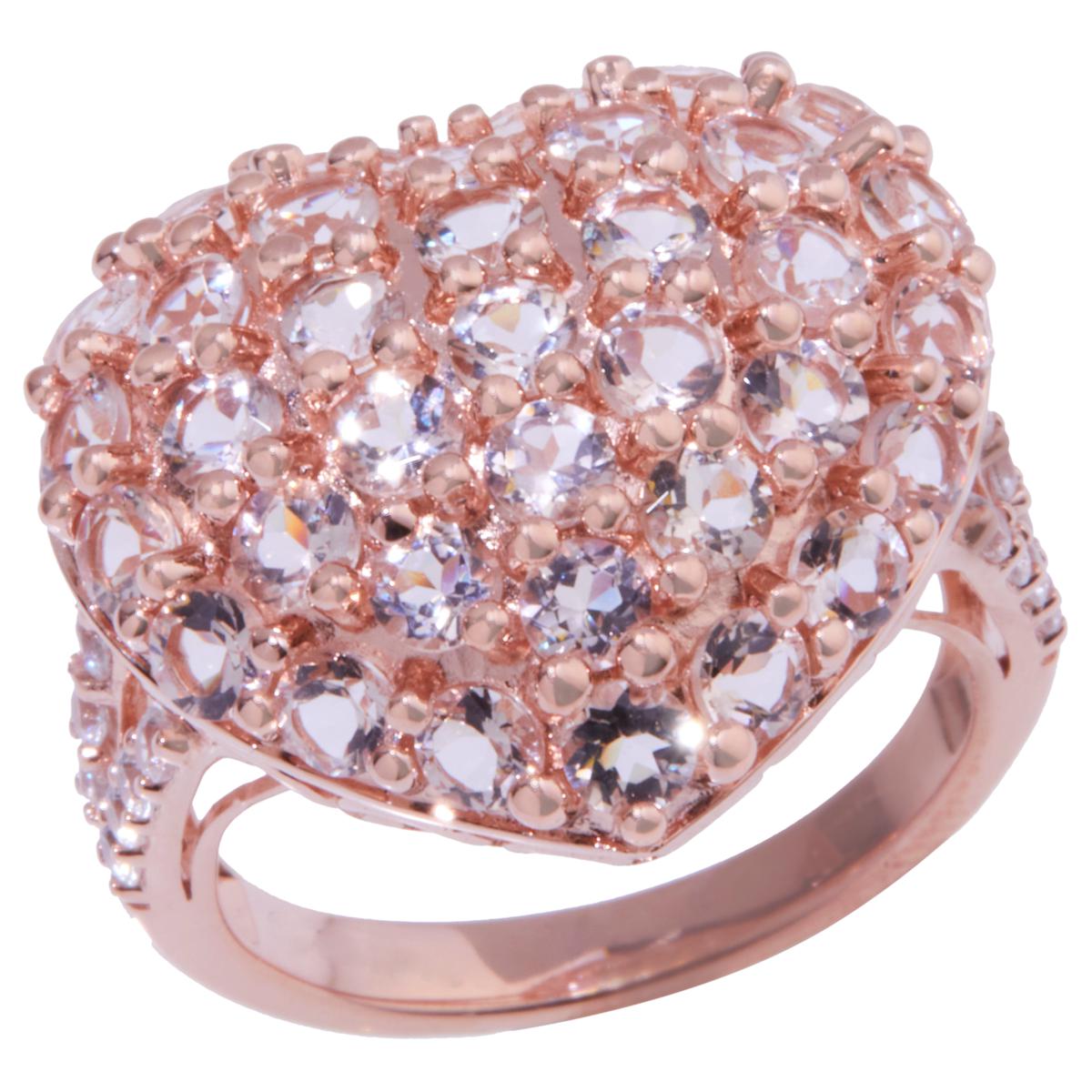 "As Is" Colleen Lopez Pavé Morganite Rose Gold-Plated Cocktail Ring - 22025677 | HSN