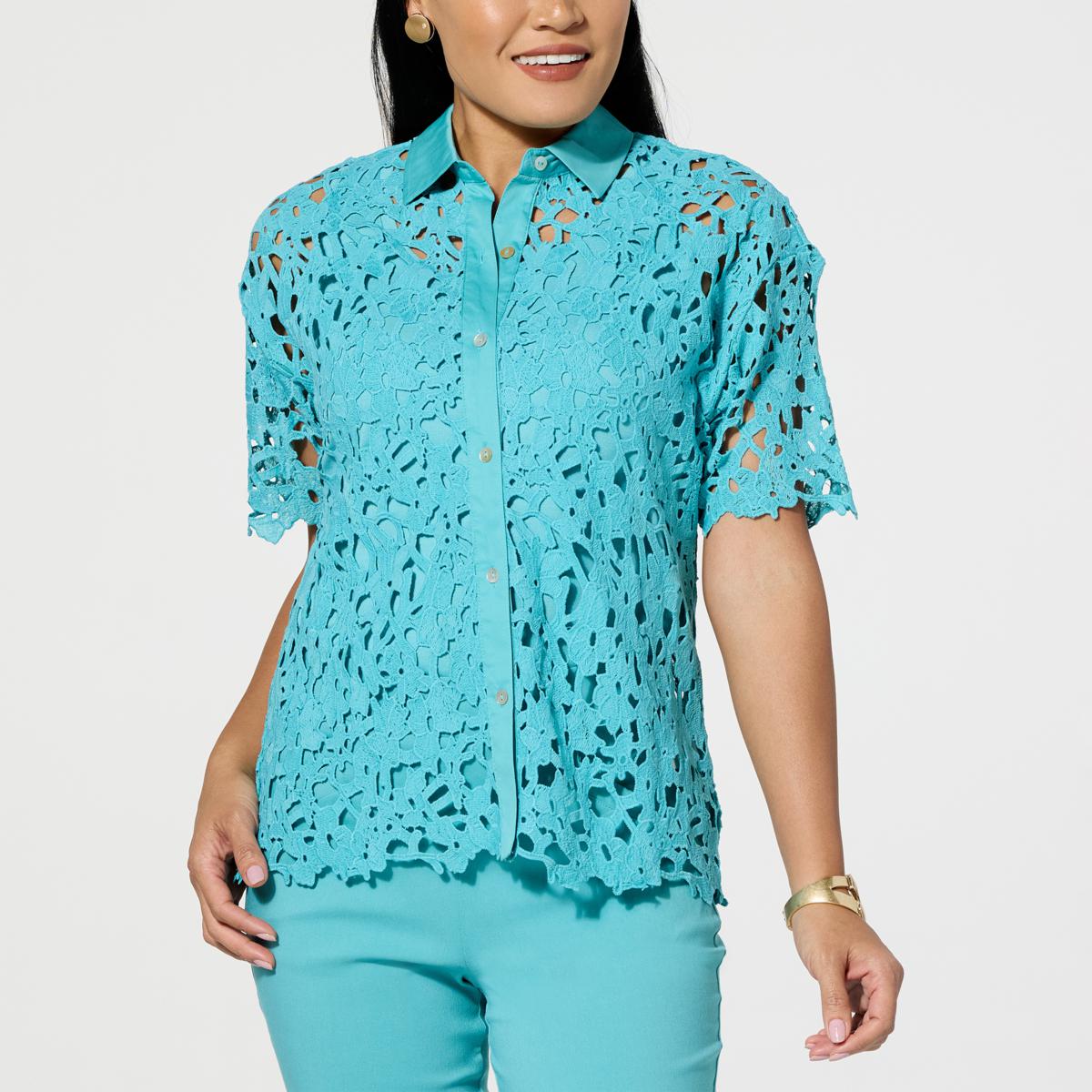 WynneCollection Abstract Floral Lace Top - 22066812 | HSN