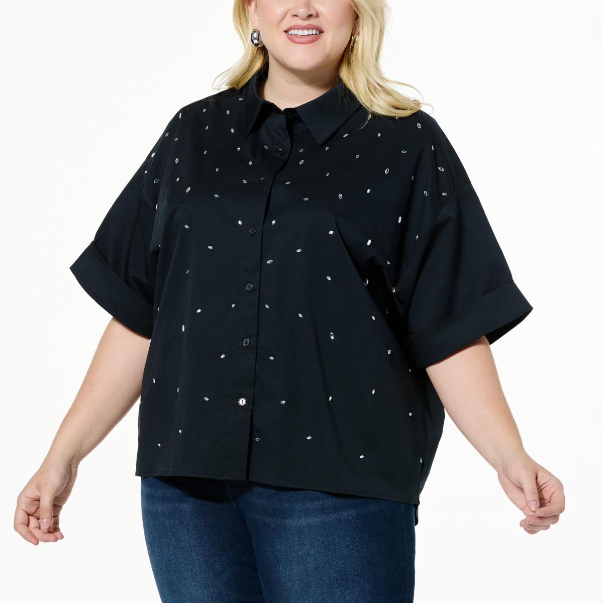 Colleen Lopez Beaded Button-Front Blouse | HSN