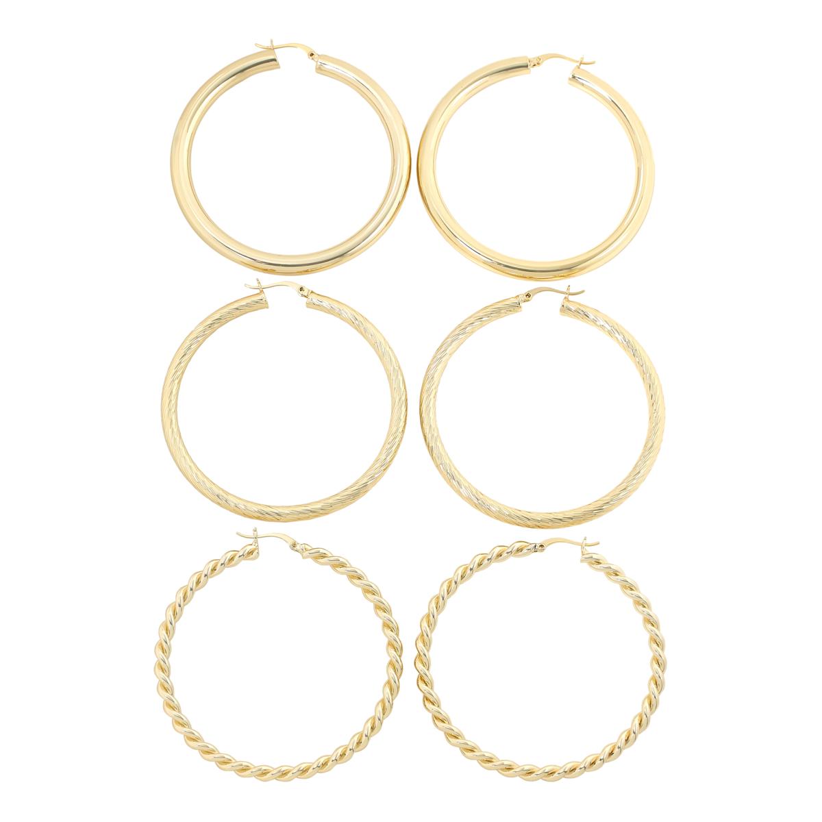 Bellezza Bronze 2-1/4" Hoop Earrings 3-Pair Set - 22341365 | HSN