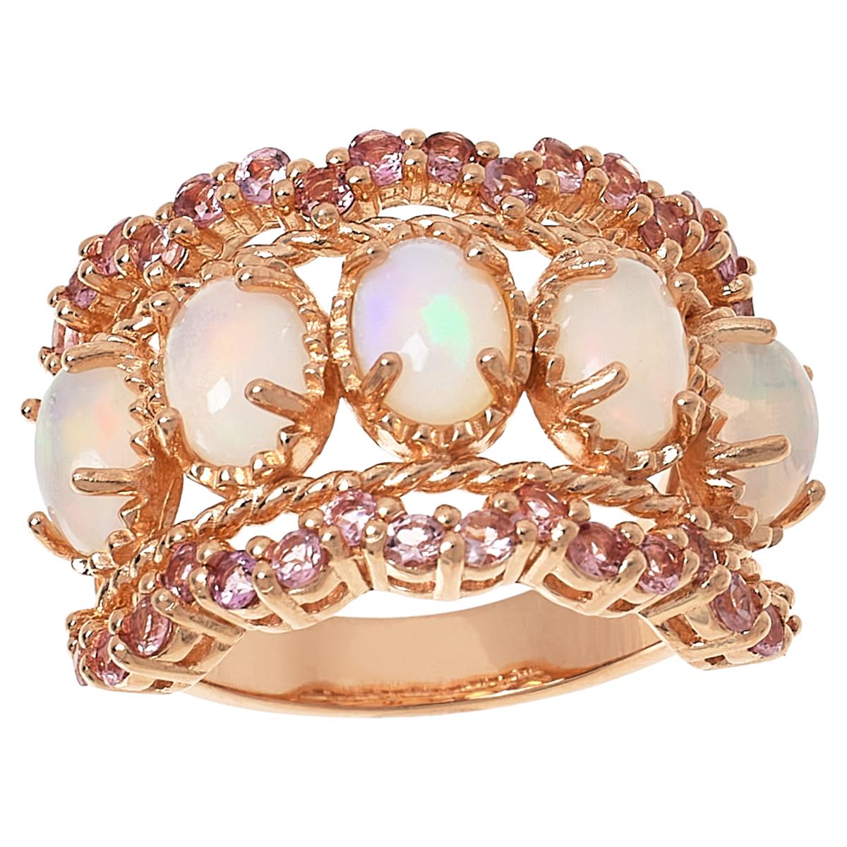 Colleen Lopez Opal and Pink Tourmaline Scalloped Wide Band Ring | HSN