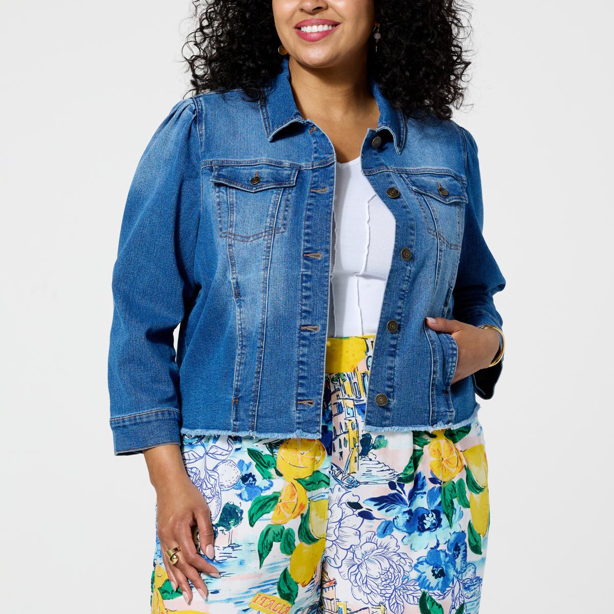 G by Giuliana Puff-Sleeve Denim Twill Jacket | HSN