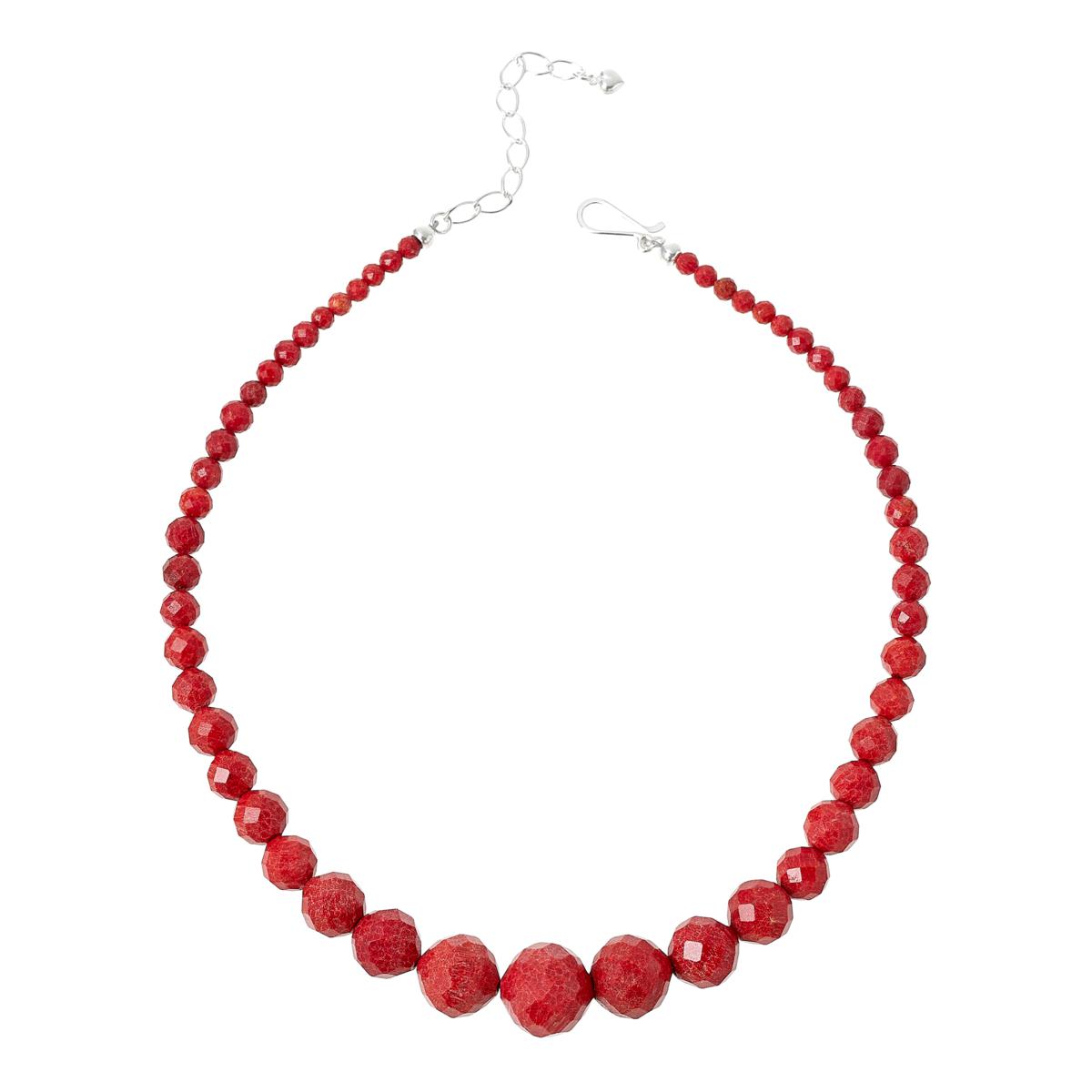 Jay King Sterling Silver Red Coral Graduated Bead 18" Necklace | HSN