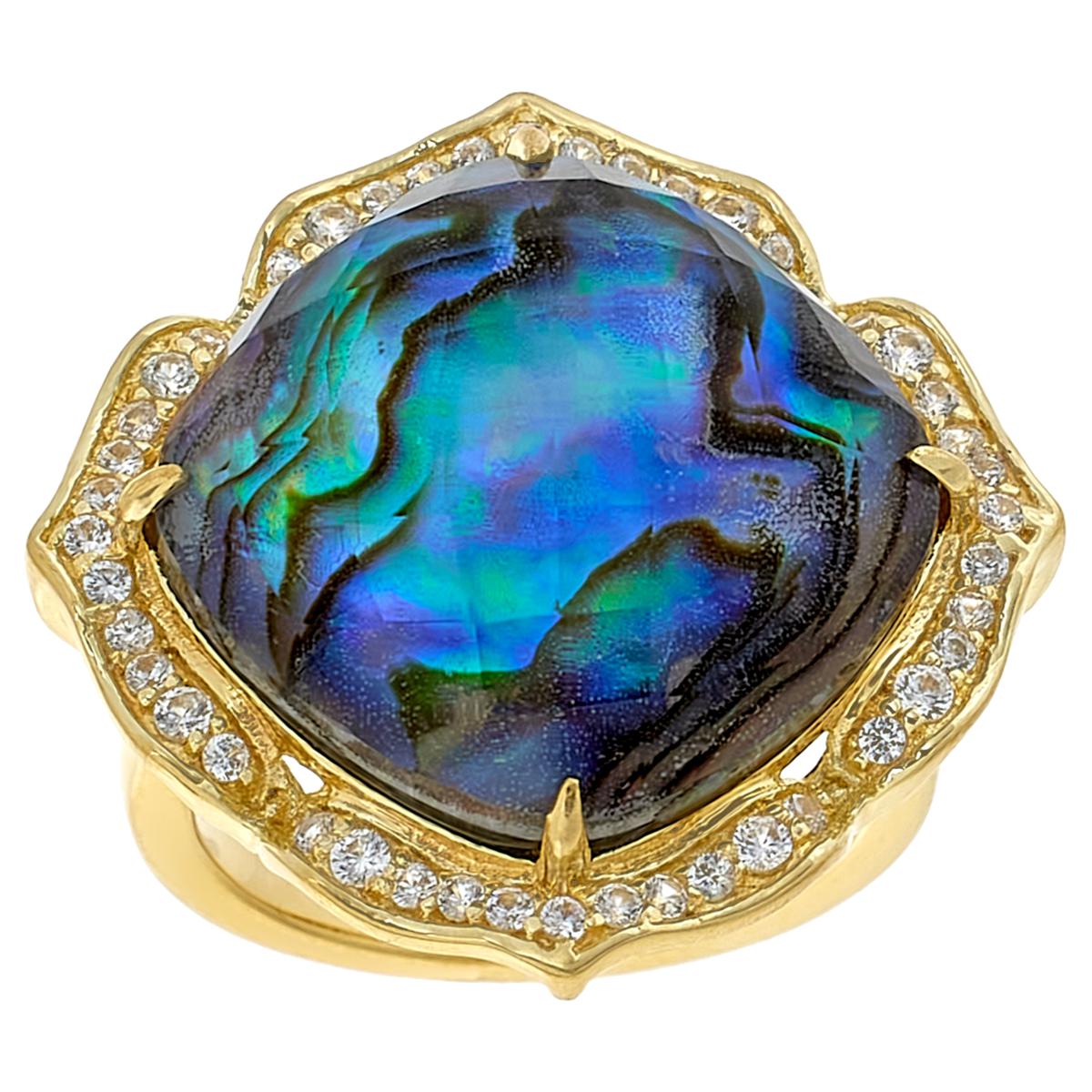 "As Is" Rarities Gold-Plated Cushion Gemstone and White Zircon Ring ...