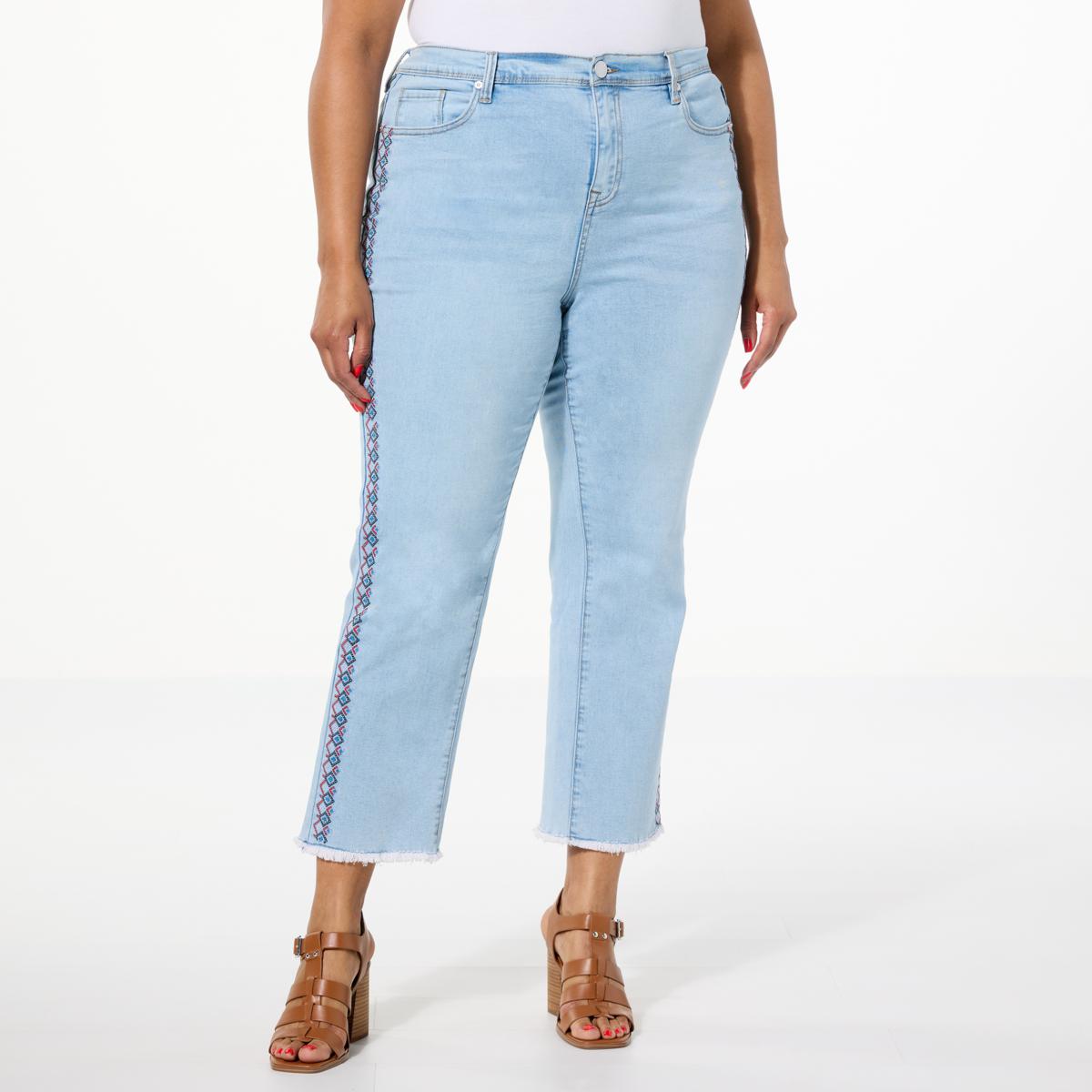 DG2 by Diane Gilman New Classic Stretch Denim Embroidered Ankle Jean | HSN
