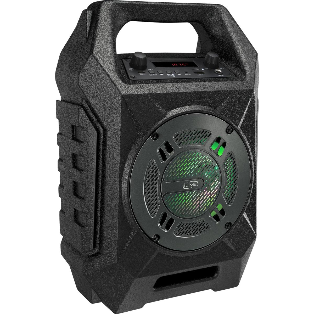 iLive Portable Bluetooth Tailgate Speaker with FM Radio, LED Lights ...
